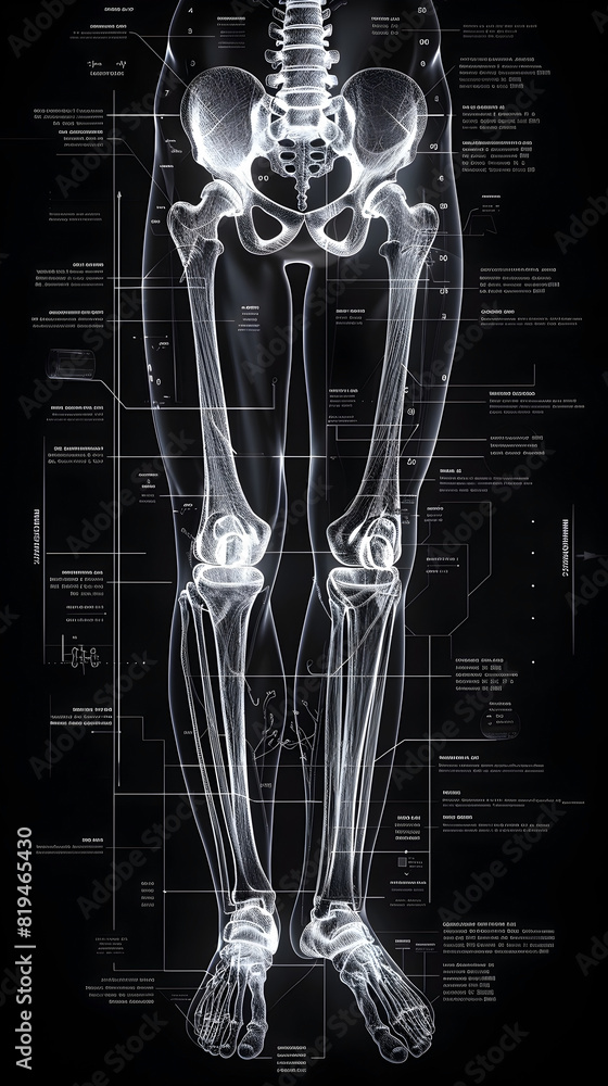 Exploded X-Ray View of Knee with Annotated Joint Components in Highly ...