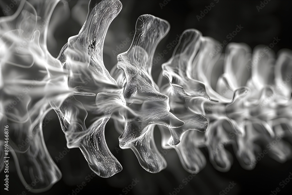 Intricate Monochrome X-Ray of Spinal Column Structure with Precise ...