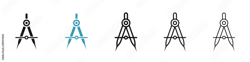 Drafting compass icon set. architect architecture drawing tool vector ...