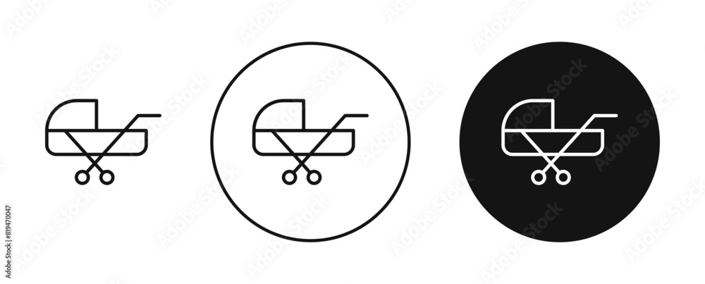 Baby carriage icon set. child buggy vector icon. kid trolley sign ...