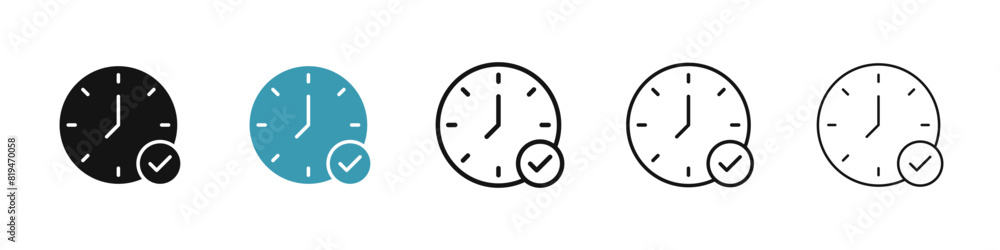 Time check icon set. correct time vector icon. realtime check sign for ...