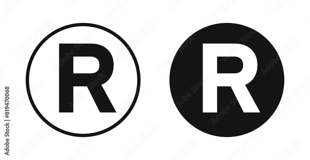 Vetor de Registered icon set. R register vector icon. copyright ...