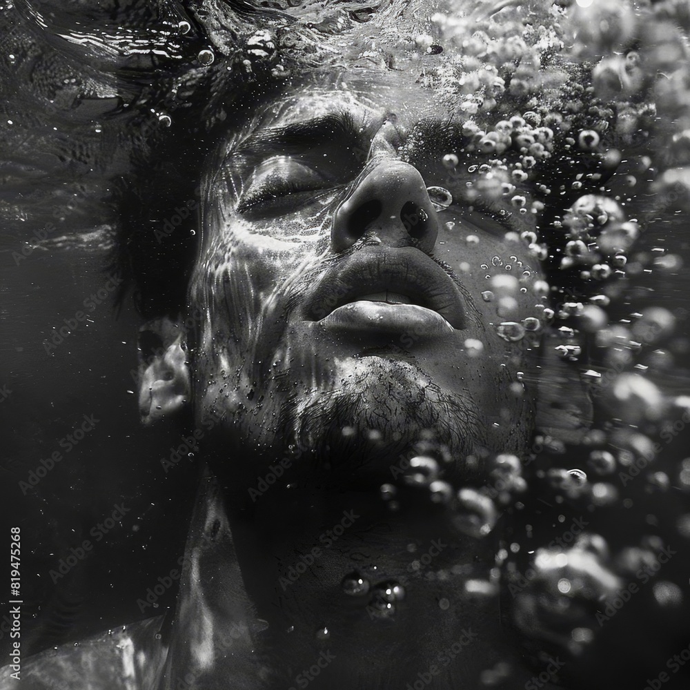 Drowning Beneath dark, stormy waters, he struggles upward, his face a ...