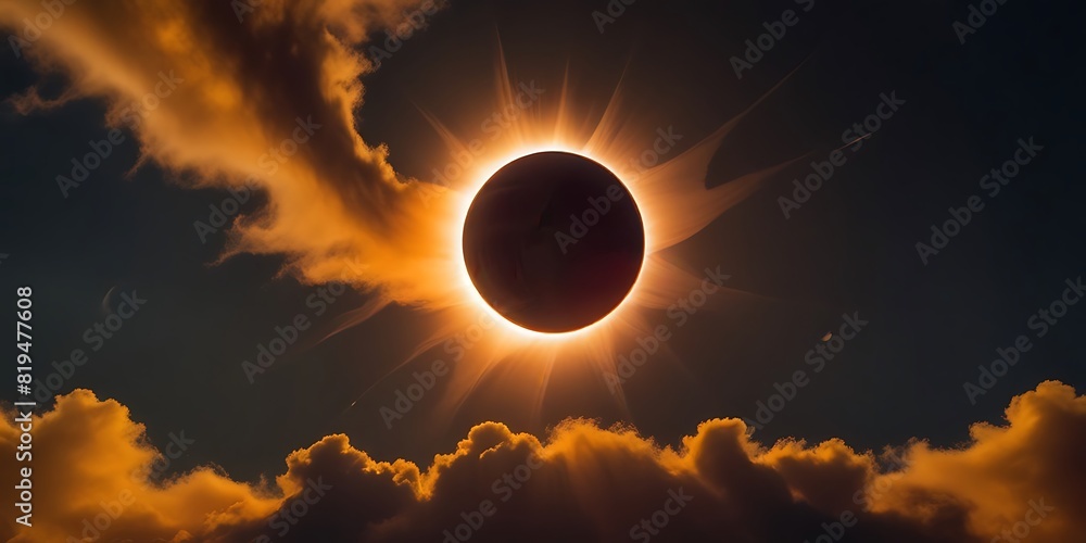 Solar eclipse full moon is an astronomical phenomenon. Realistic ...