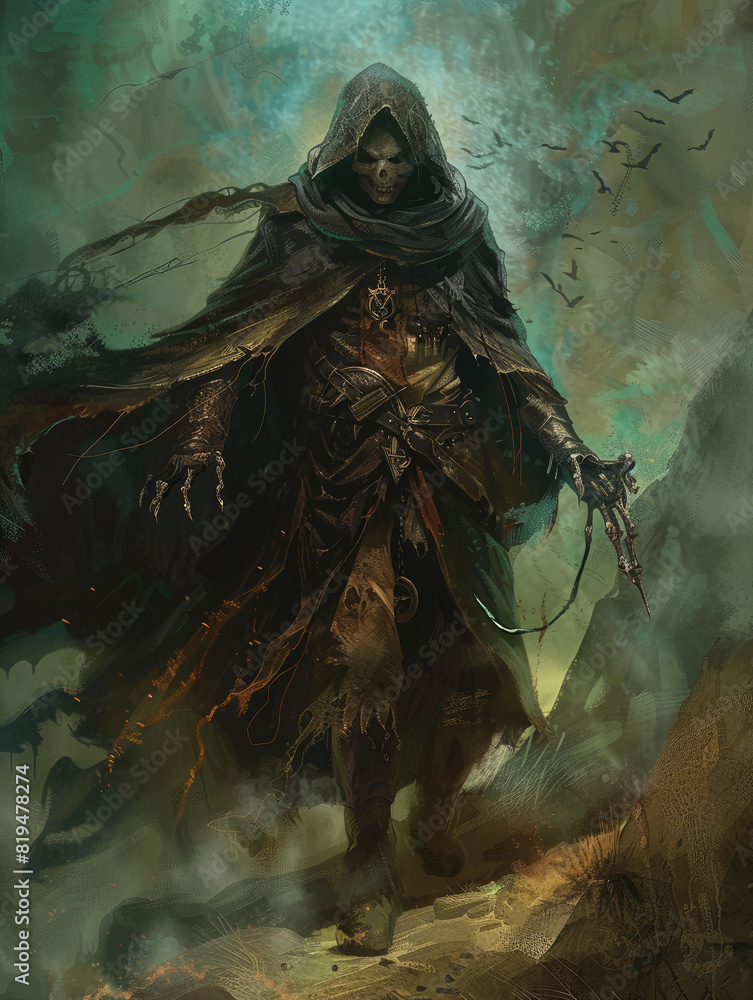 Digital art brings to life a stylized avatar: An epic hero, necromancer ...
