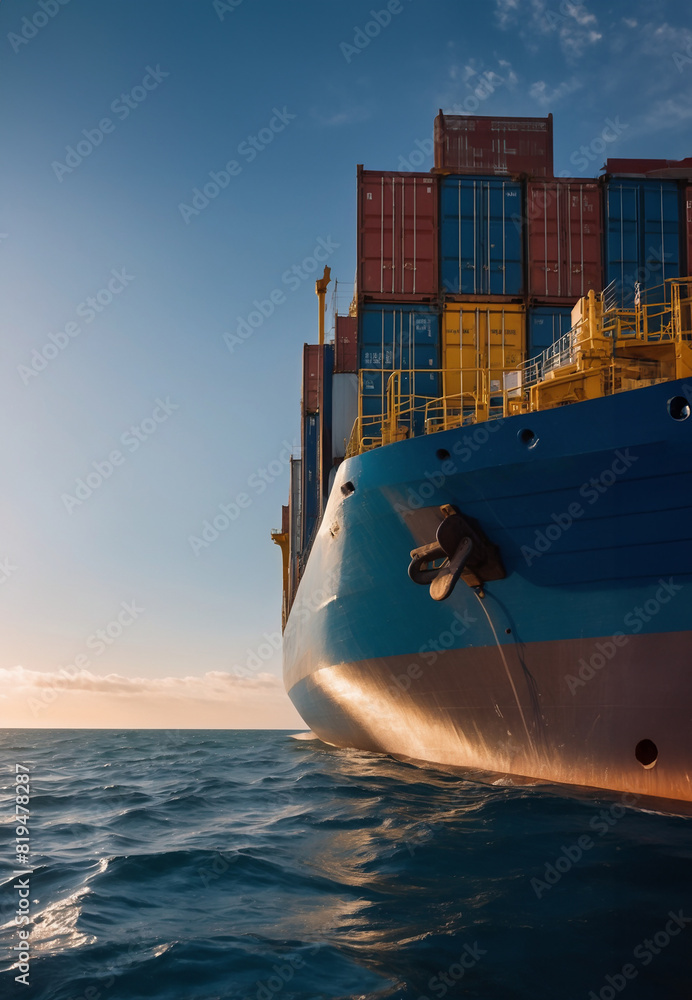 Cargo container Ship, cargo vessel ship carrying container and running ...