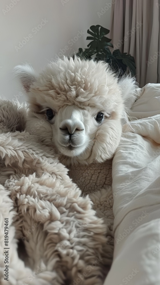 Awana Kancha alpaca's soft fur detail and gentle eyes shine under ...