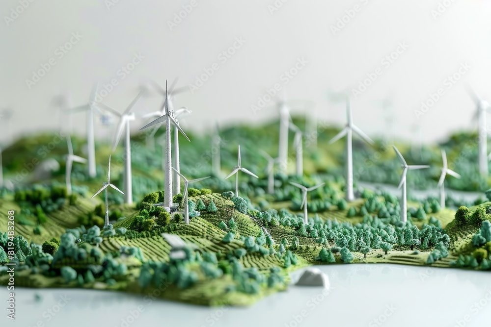 Realistic photograph of a complete Renewable Energy Maps,solid stark ...