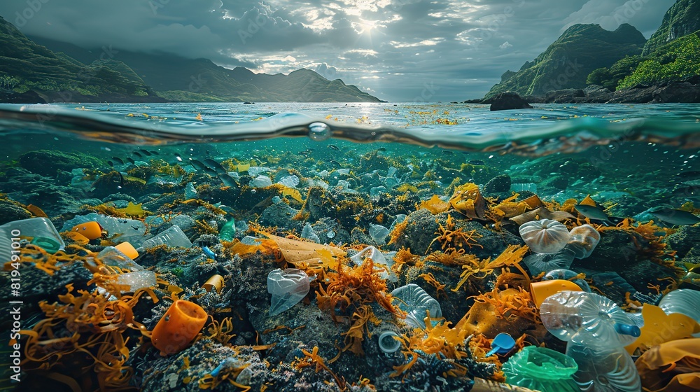 A tangled mess of plastic waste, highlighting the detrimental impact of ...