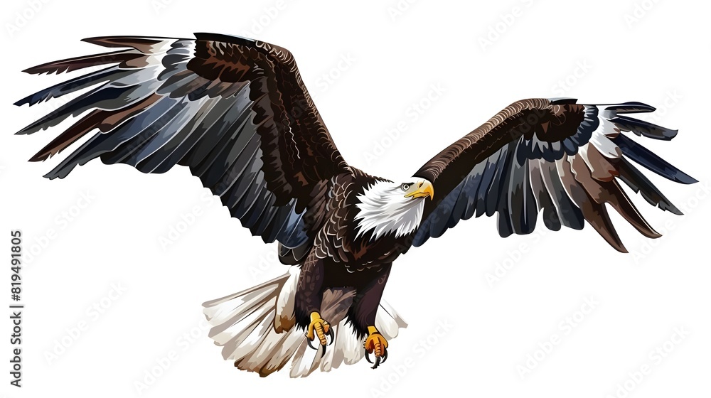 Illustration of a bald eagle ,Eagle Holding Flag ,Patriotic Bald Eagle ...