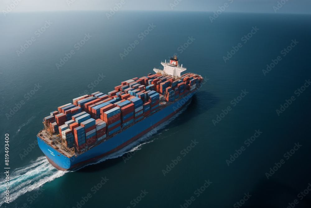 Cargo container Ship, cargo vessel ship carrying container and running ...