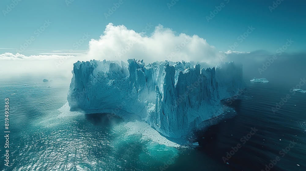 A close-up photo of a melting glacier, symbolizing the alarming rate of ...