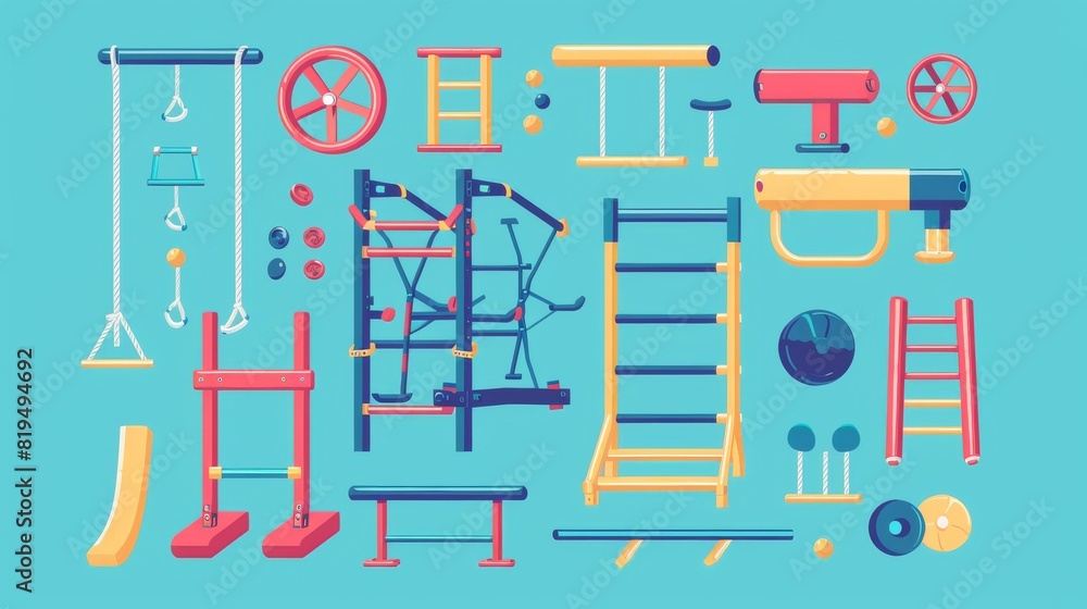 Agility and balance equipment flat design side view sport theme ...