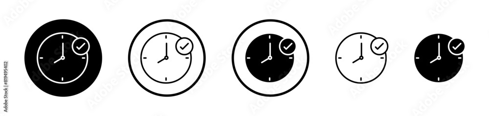 Time Check Icon Set. Correct Time Pictogram and Realtime Check Sign ...