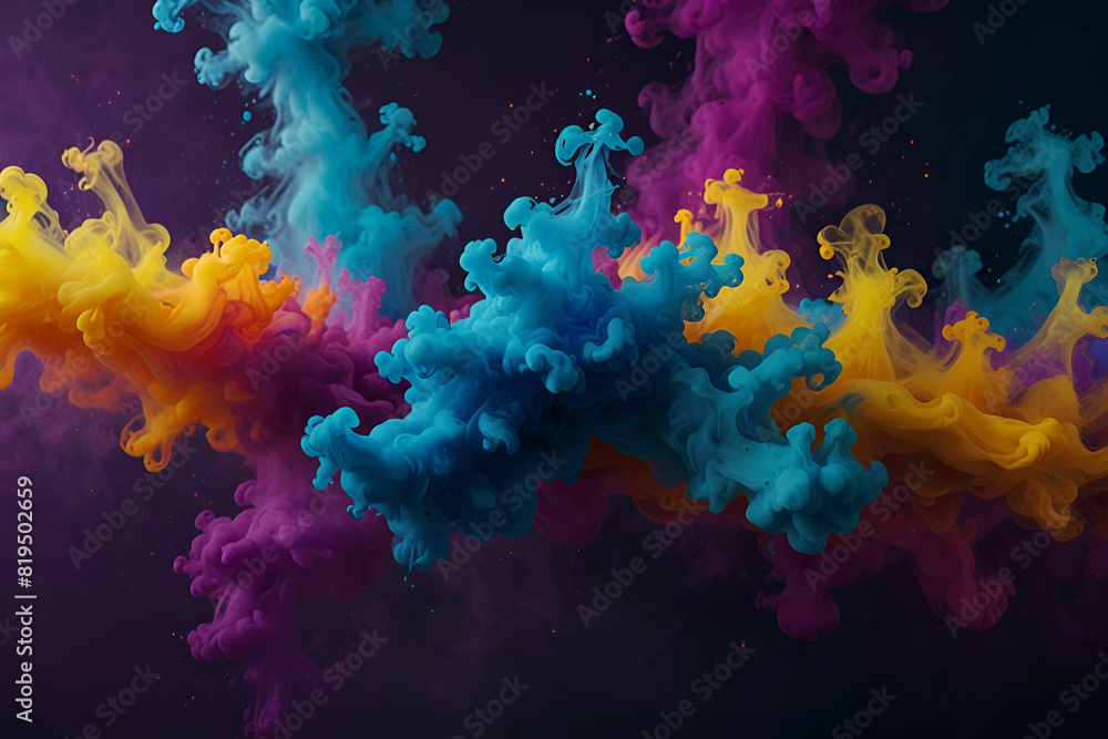 abstract Neon Color mist. Paint water swirl. Defocused neon purple ...