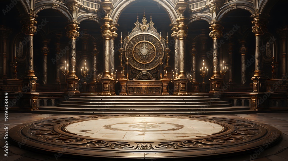 podium background with an antique finish, in a historical museum with ...