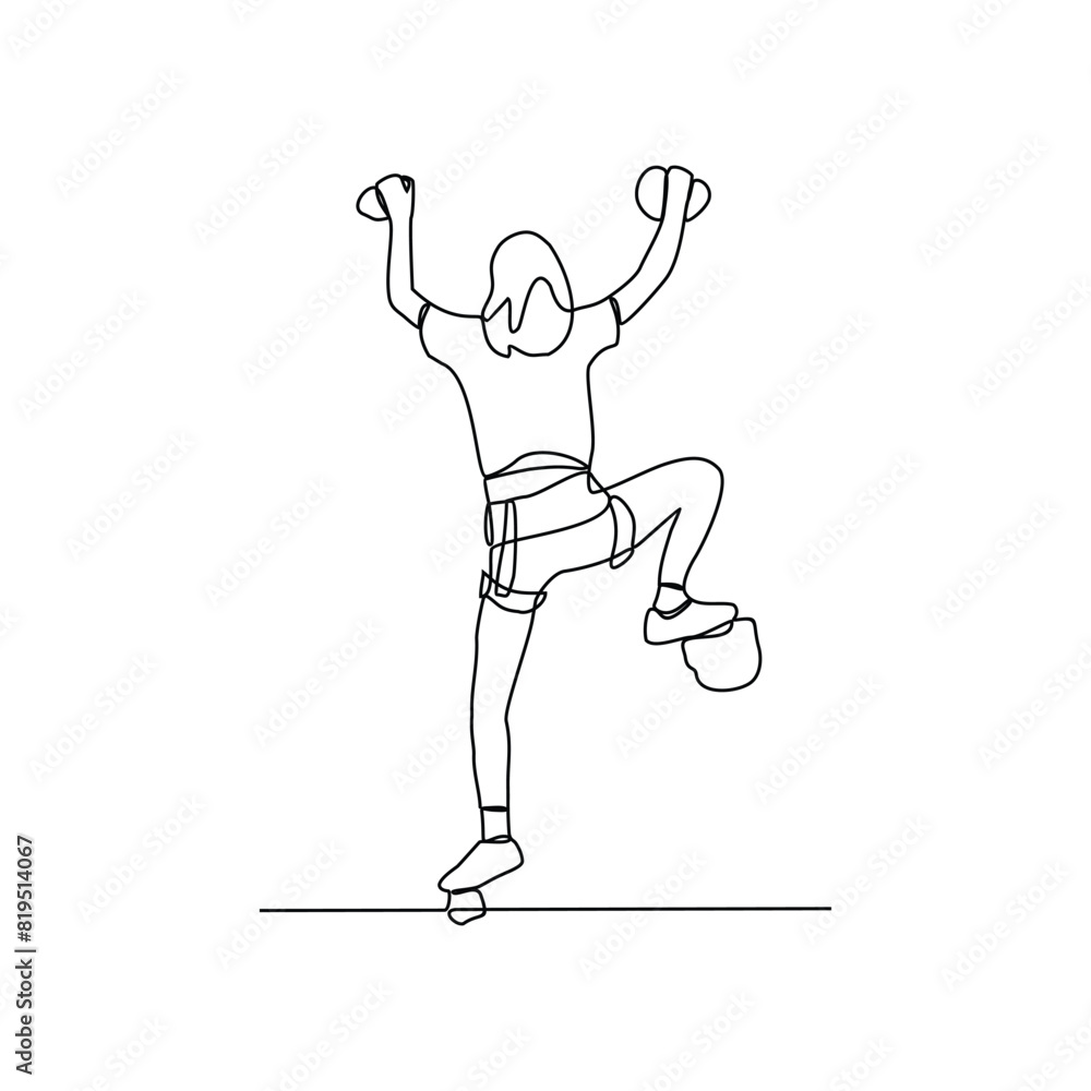 One continuous line drawing of wall climbing vector illustration. wall ...