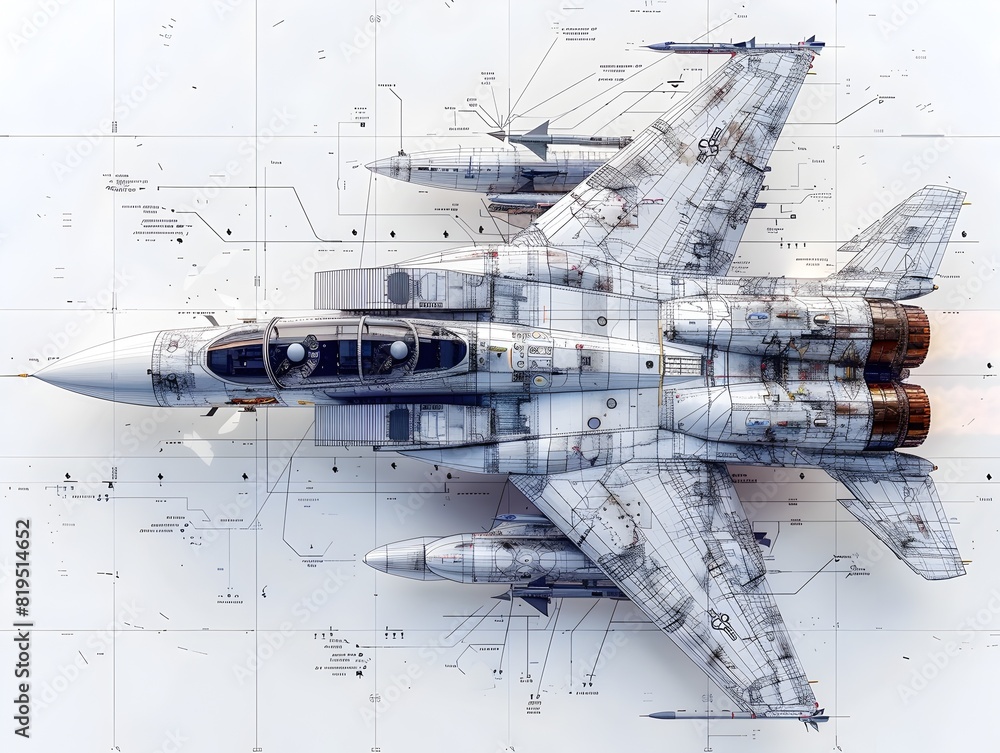 Sophisticated Fighter Jet Blueprint Showcasing Advanced Aerospace ...