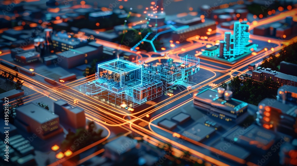 Digital twin concept showing virtual replicas of physical assets Stock ...