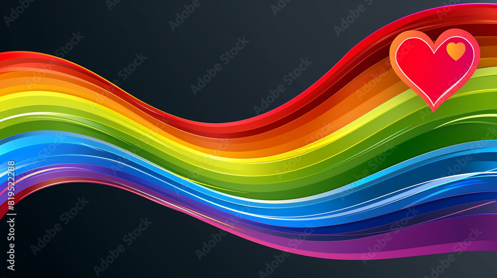 Dynamic wave of Pride flag colors in a smooth gradient highlighted by a ...