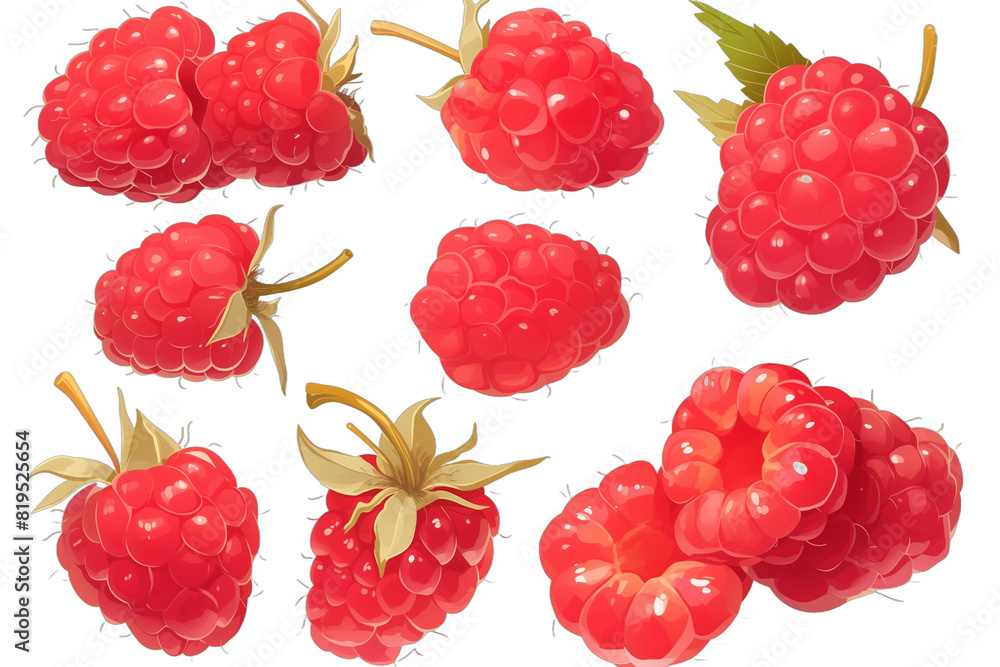 Set of raspberry illustrations isolated on transparent background, png ...
