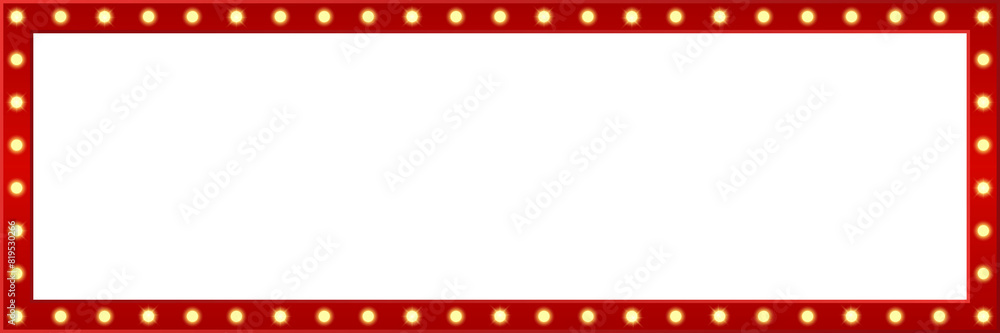 Retro light box frame border with 3:1 aspect ratio for text placement ...