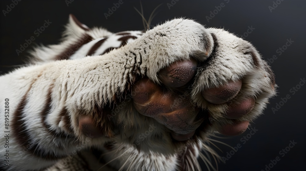 Majestic White Tigers Claw in Extreme Closeup A Stunning Display of ...