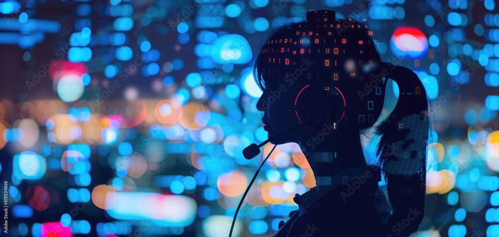 AI for multilingual chatbots focus on translation, ethereal, silhouette ...