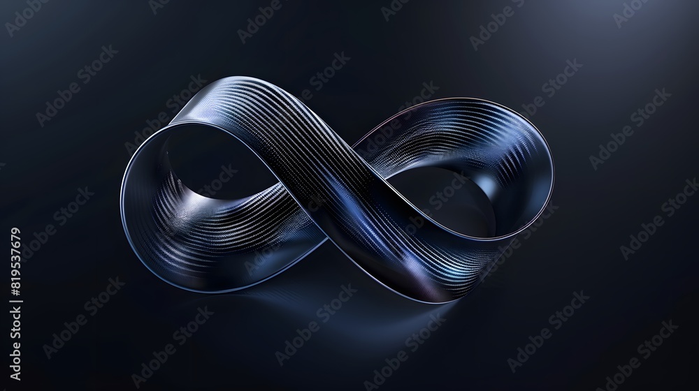 Isometric 3D render of an elegant logo with flowing lines and ...