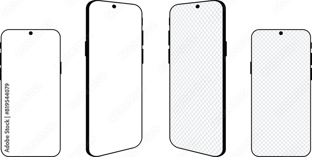 Realistic models smartphone with transparent screens. Smartphone mockup ...