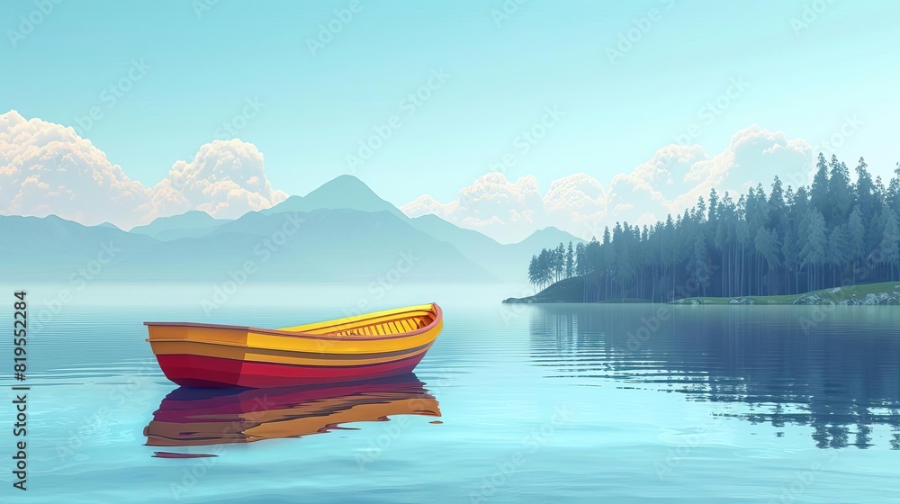 Rowing boat on a lake flat design side view fitness theme animation ...