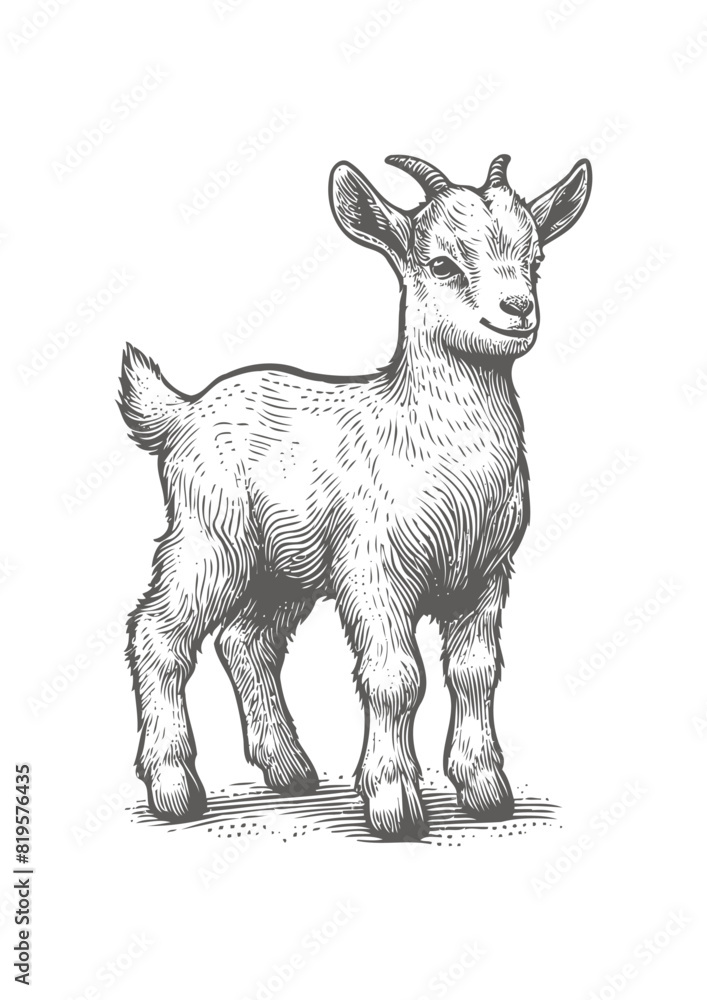 goat Vector, baby goat vector illustration, goat emblem design, baby ...