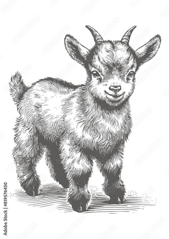 goat Vector, baby goat vector illustration, goat emblem design, baby ...