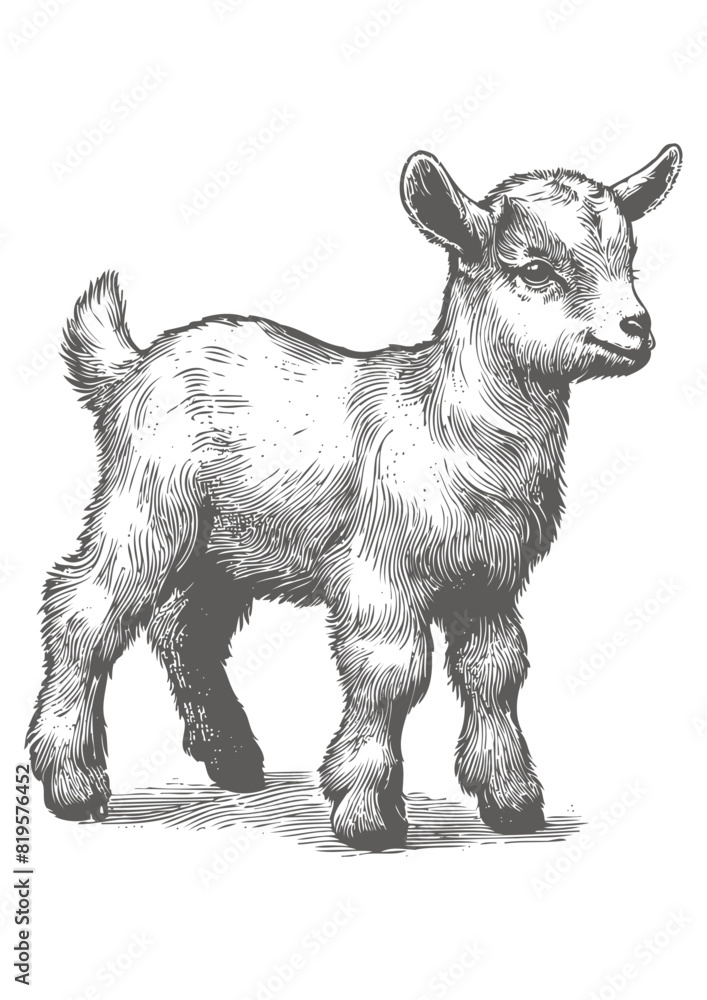 goat Vector, baby goat vector illustration, goat emblem design, baby ...
