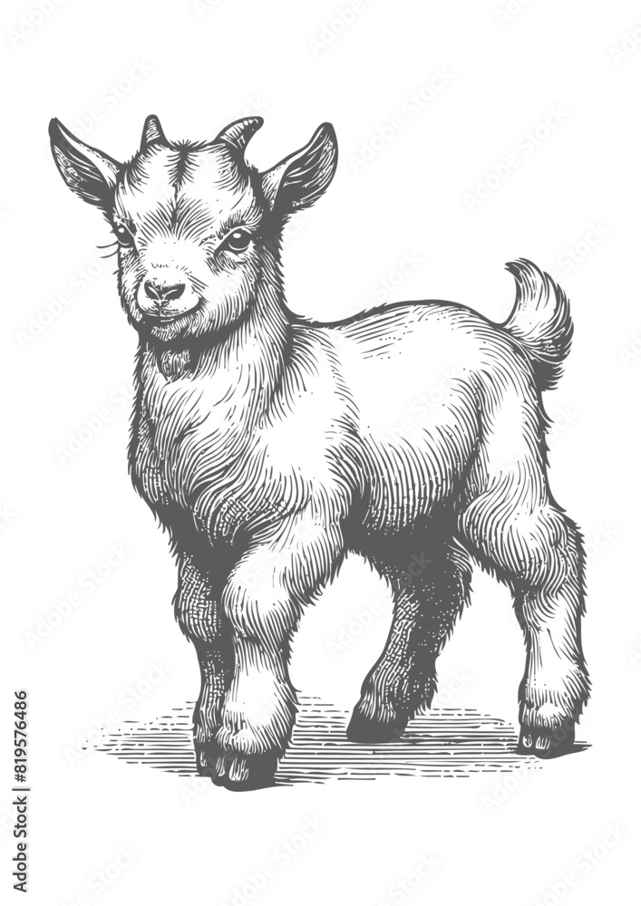 goat Vector, baby goat vector illustration, goat emblem design, baby ...