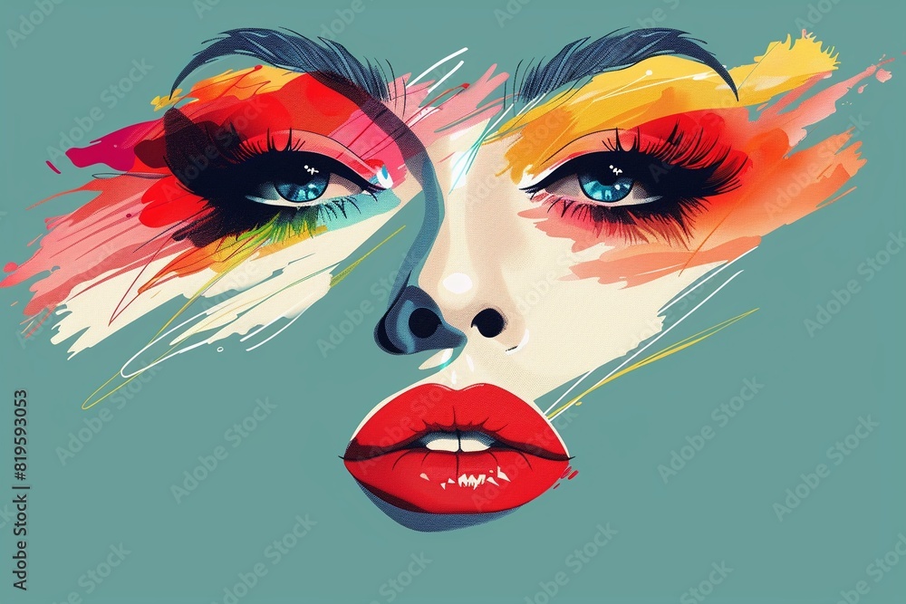 Drag queen makeup flat design top view drag show theme water color ...