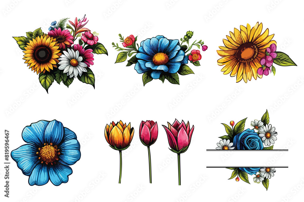 Floral Sublimation Clipart Bundle, Watercolor Floral Sublimation Vector ...