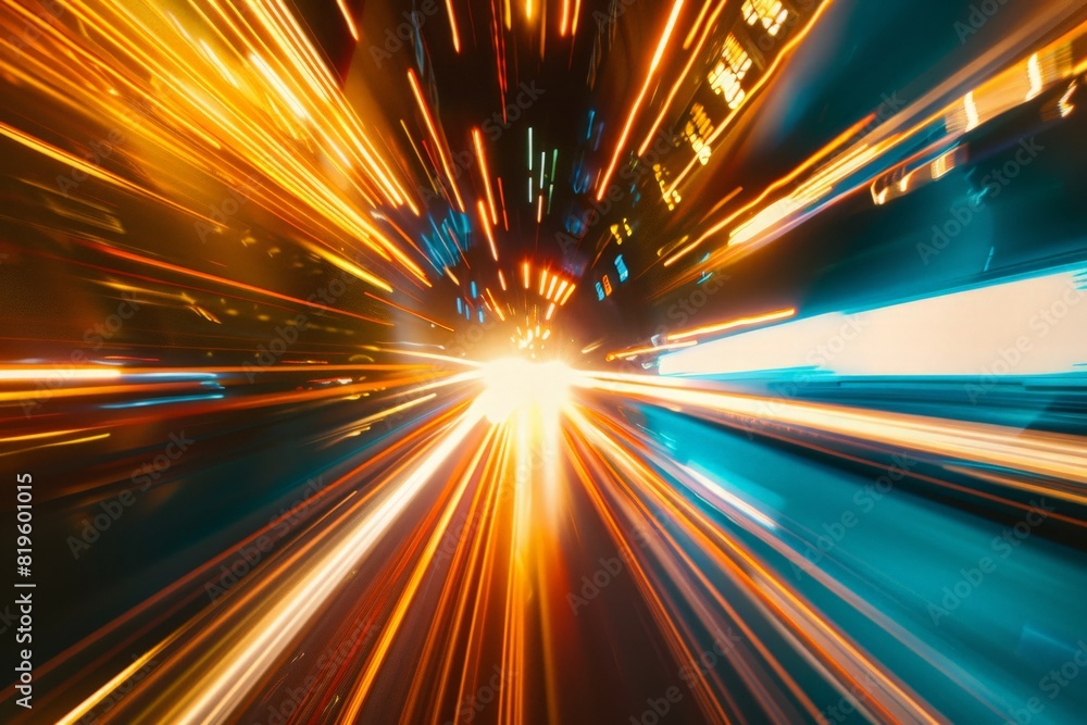 Speed of light, abstract space travel, motion fast, blur, moving ...