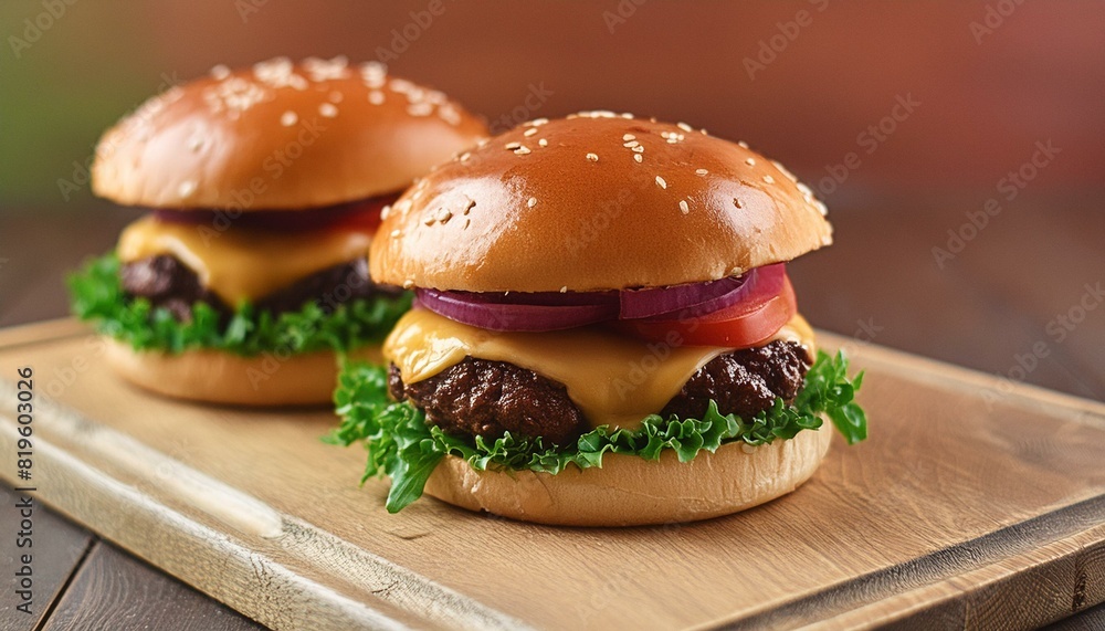 delicious fast food chain burger, highlighting the perfect assembly of ...