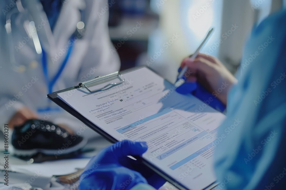 Medical staff working at the hospital: doctor and nurse checking a ...