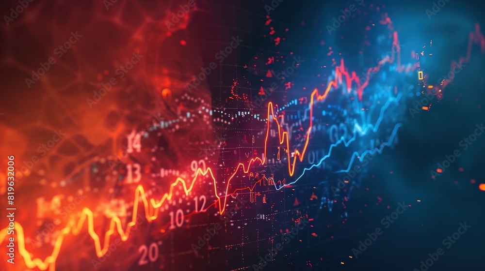 Dramatic stock market crash visualization, red downward spiral. Red and ...
