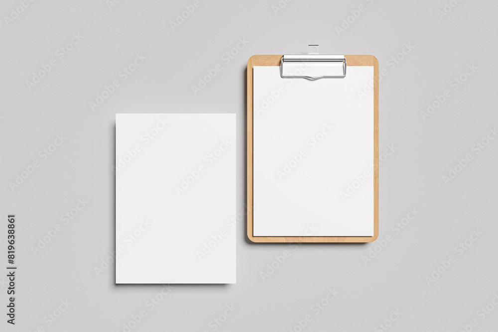 Clipboard with A4 blank paper for food menu mockups and more Stock ...