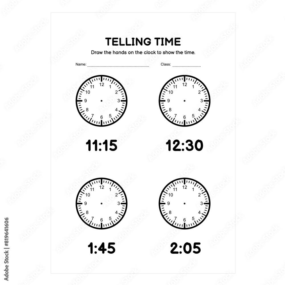 Telling Time. Time and Clock Worksheets. Math Worksheets. Analog Time ...