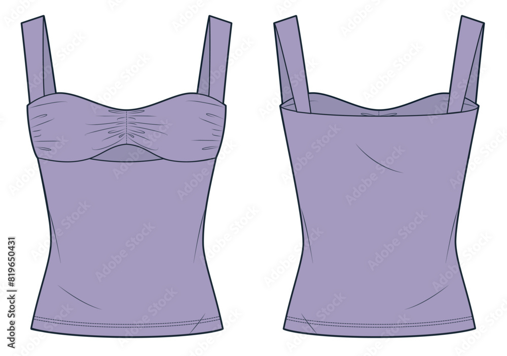 Striped Top technical fashion illustration. Bustier Top fashion flat ...