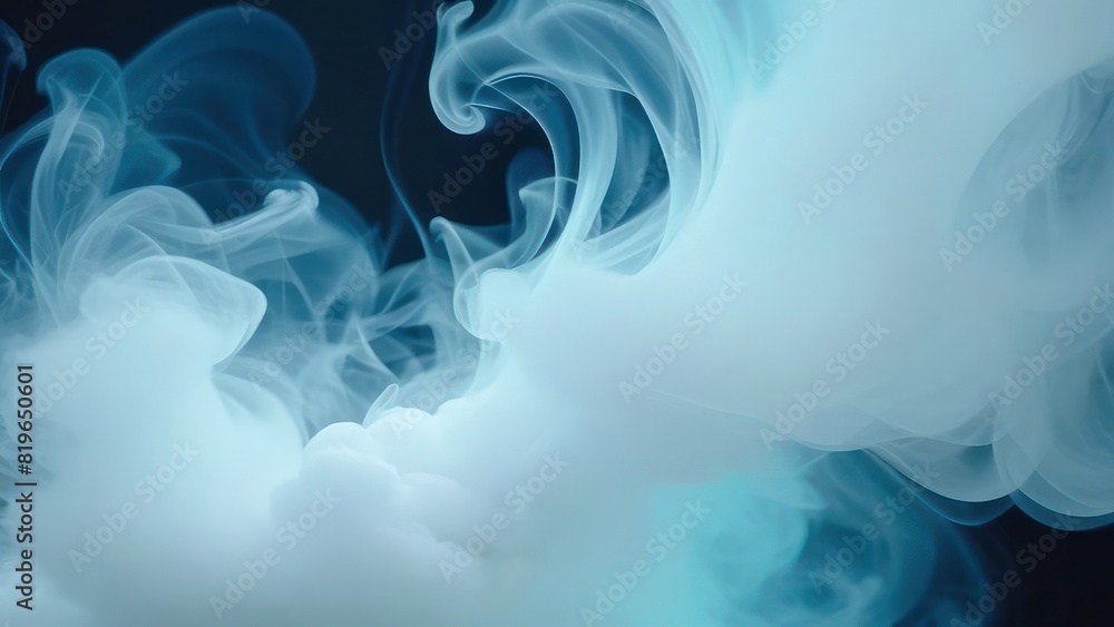 Abstract Blue cyan Smoke. dopamine colors smoke. Cloud of cold fog ...