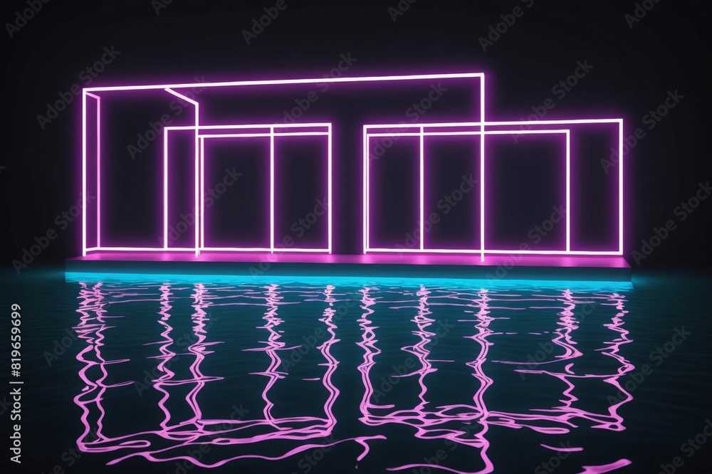 Abstract neon light fluorescent Neon Lights glow ,Reflection on water ...