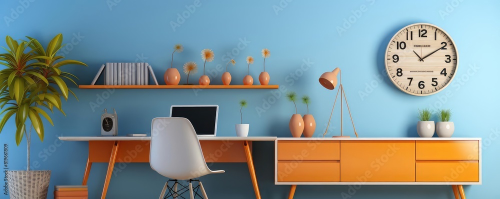 Study background flat design side view minimalist focus theme 3D render ...