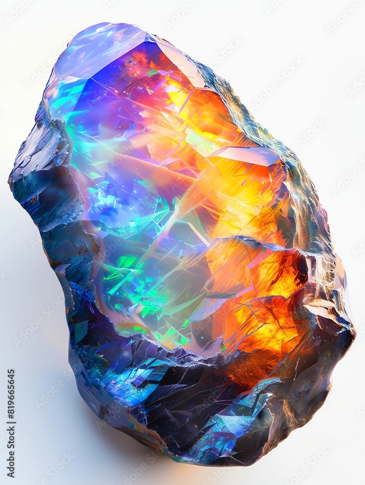 High-quality close-up of a opal on a white background, with a 4K ...