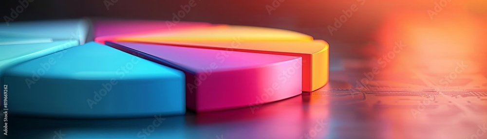 Pie chart, side view, Symbolizes data distribution, technology tone ...