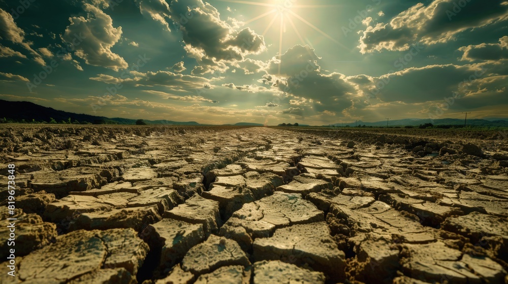 Dry, cracked earth stretches for miles during a severe drought ...
